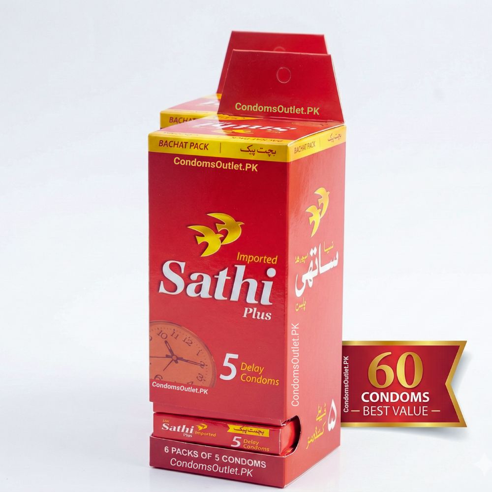 Sathi Plus Condoms 60 Pack – Reliable Delay Comfort – CondomsOutlet.PK